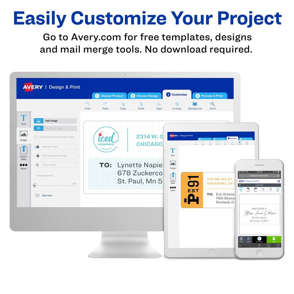 Avery 5261 Easy Peel Address Labels; Sure Feed Technology; Permanent ...