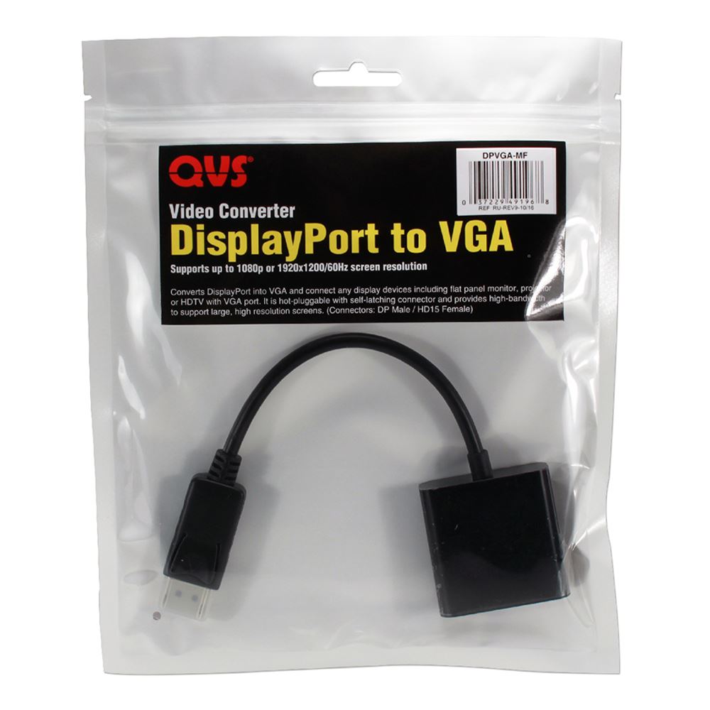 QVS DisplayPort Male to VGA Female Digital Video Adapter - Black ...