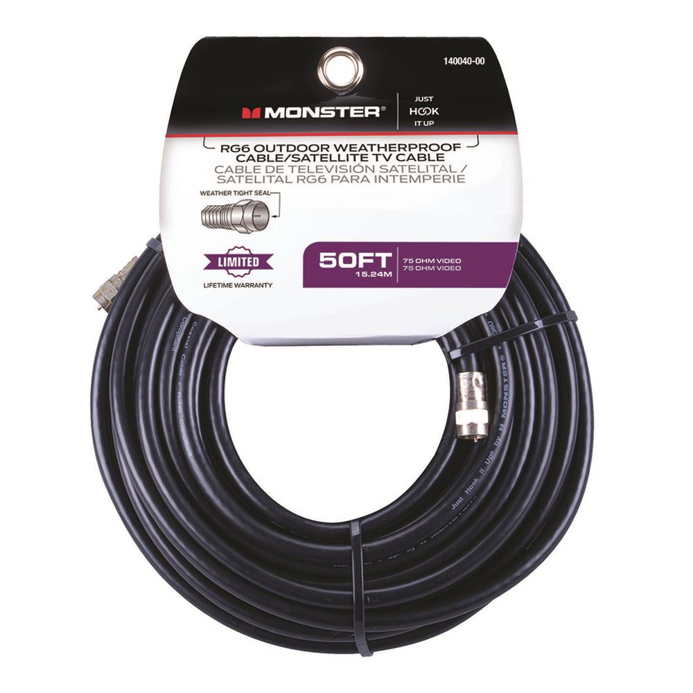 Just Hook It Up Coax Male to Coax Male RG-6 Weatherproof Cable 50 ft ...