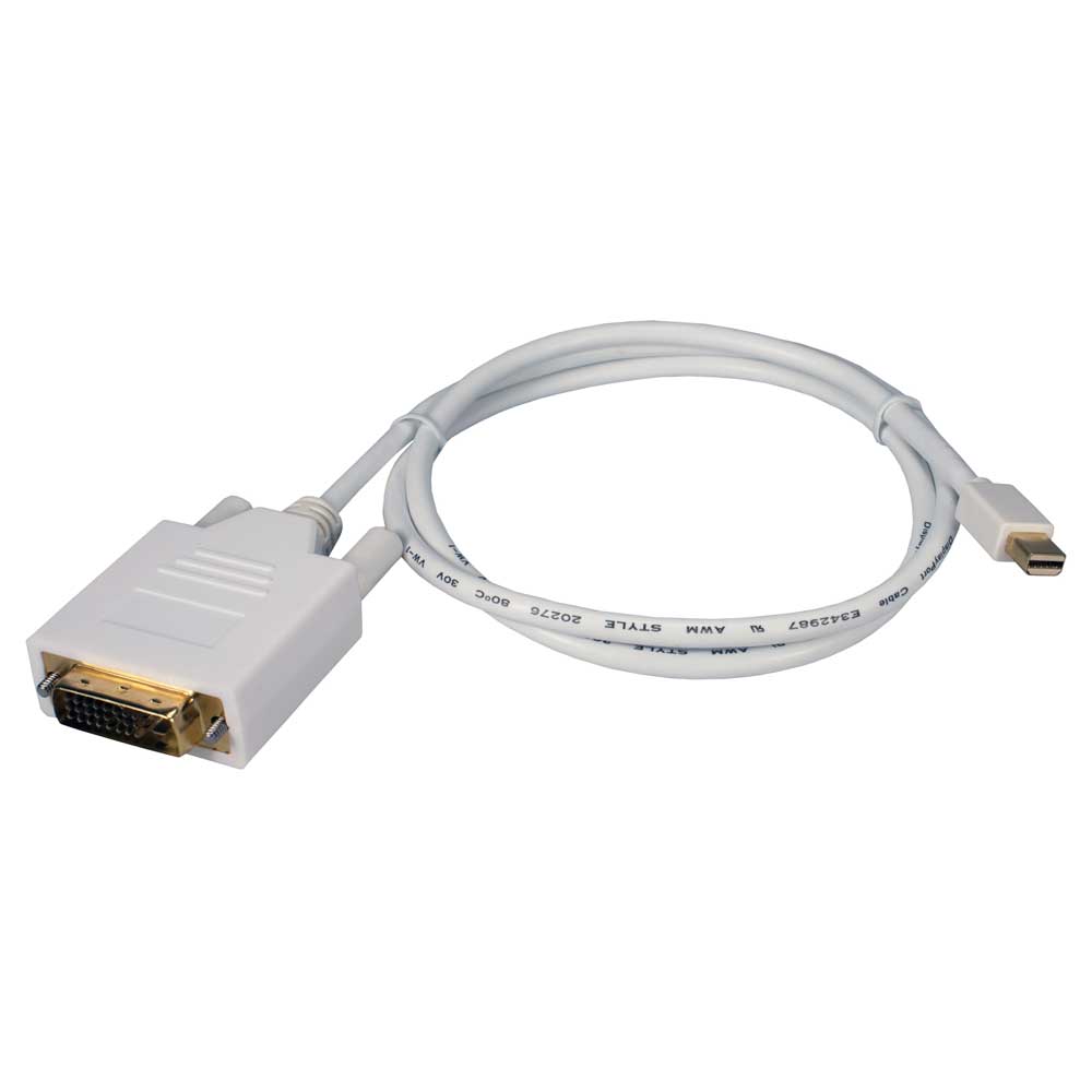 QVS Mini DisplayPort Male to DVI-D Male with Latches 6 ft. - White ...