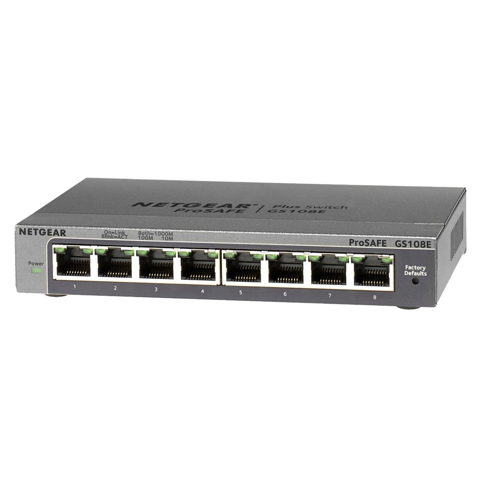 NETGEAR ProSafe Plus GS108E 8-Port 10/100/1000 Gigabit Ethernet Switch ...