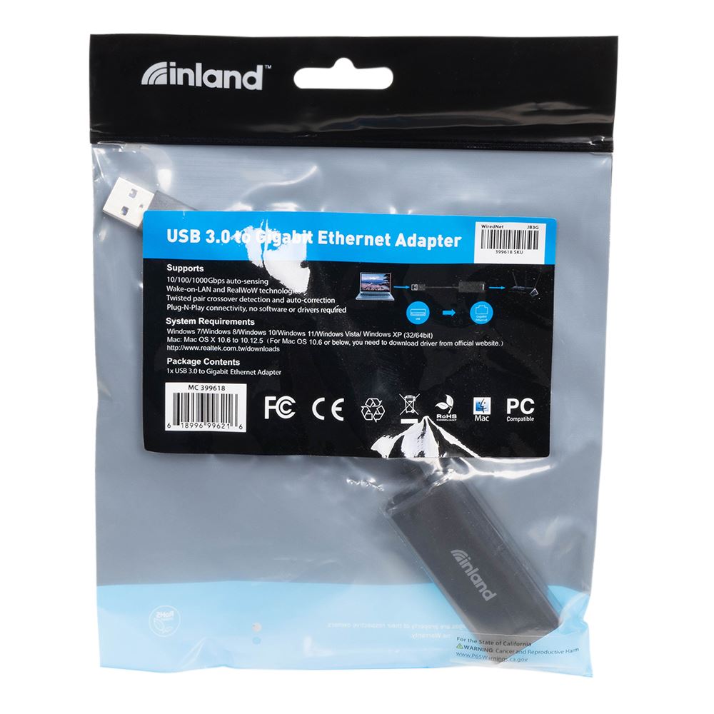 Inland USB 3.0 to Gigabit Ethernet Adapter - Micro Center
