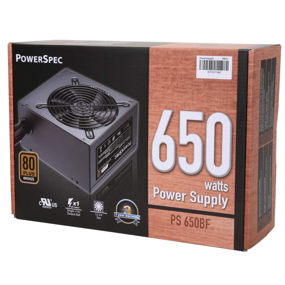 PowerSpec 650 Watt 80 Plus Bronze ATX Power Supply - Micro Center