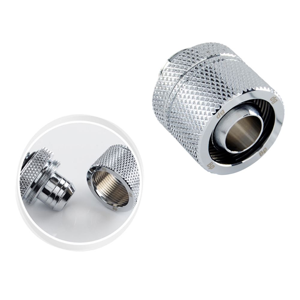 Bitspower G 1/4" Straight Compression Fitting - Silver - Micro Center