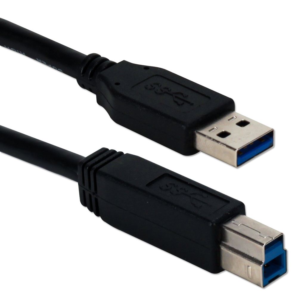 QVS USB 3.1 (Gen 1 Type-A) Male to USB 3.1 (Gen 1 Type-B) Male Cable 3 ...