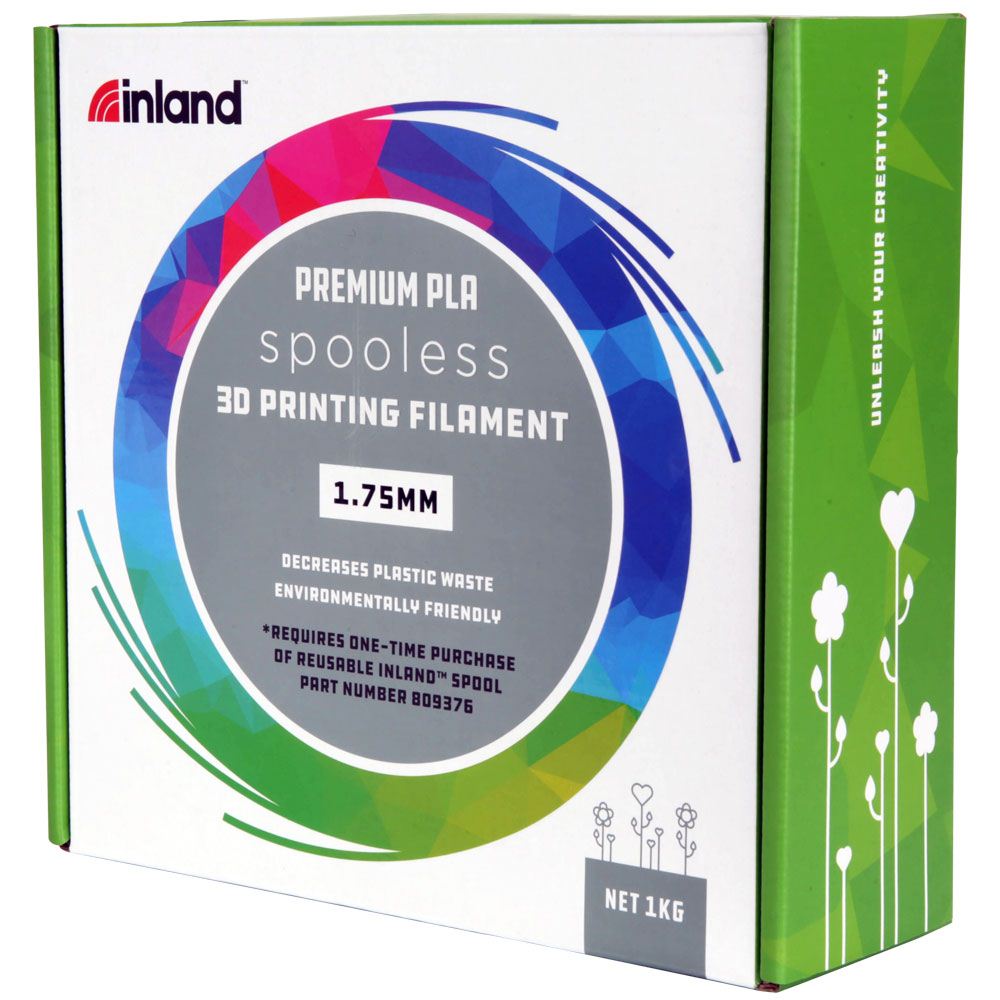 Inland 1.75mm PLA+ 3D Printer Filament 1.0 kg (2.2 lbs.) Spooless ...
