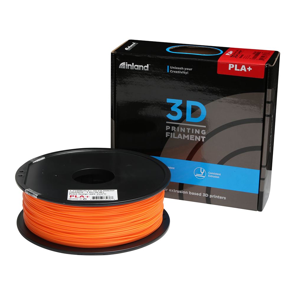 Inland 1.75mm PLA+ 3D Printer Filament 1.0 kg (2.2 lbs.) Spool - Orange ...