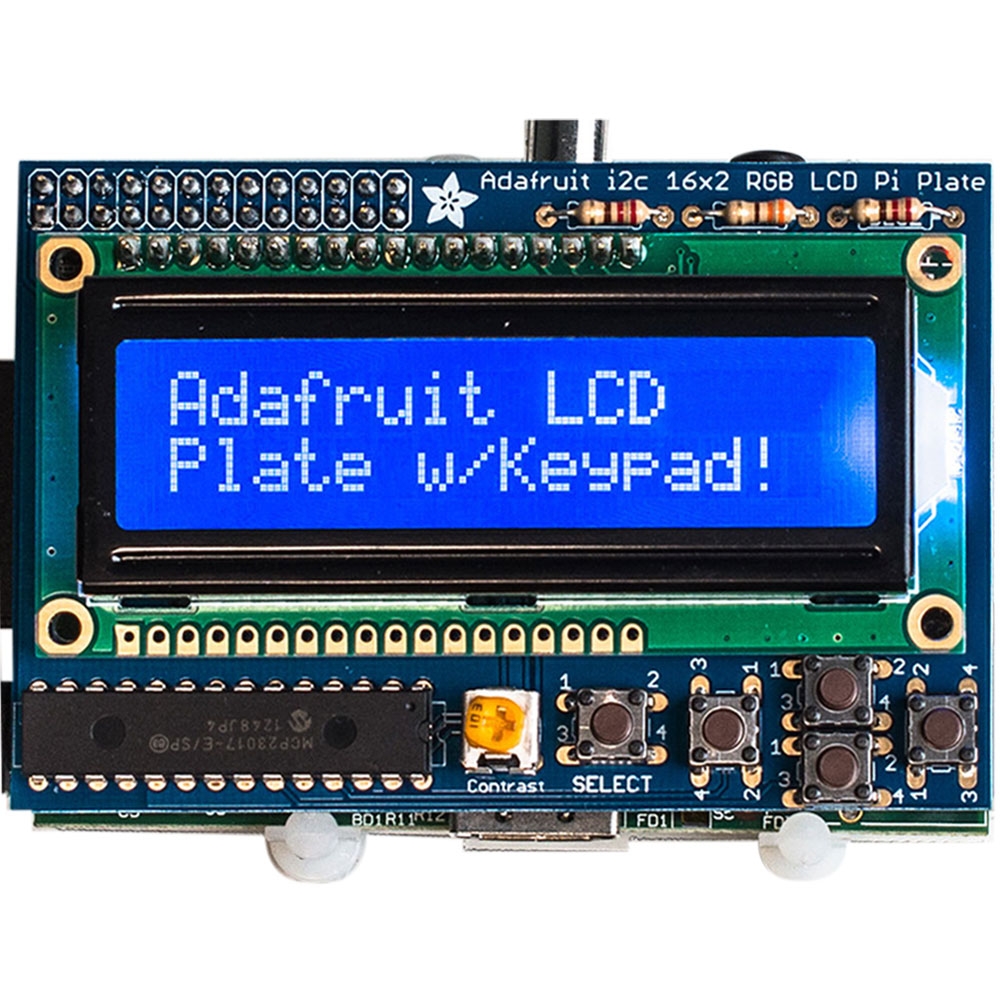 Adafruit Industries 16x2 LCD + Keypad Kit for Raspberry Pi - Blue/White ...