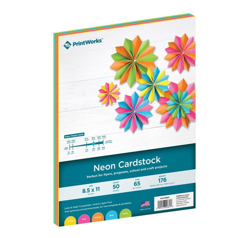 Printworks Neon Cardstock 50 Sheets - Micro Center