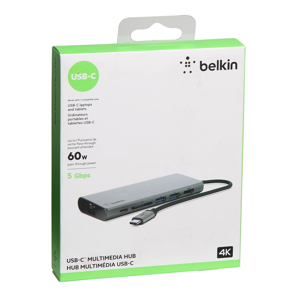 Belkin USB-C Hub with Tethered USB-C Cable (USB-C Dock for MacOS and ...