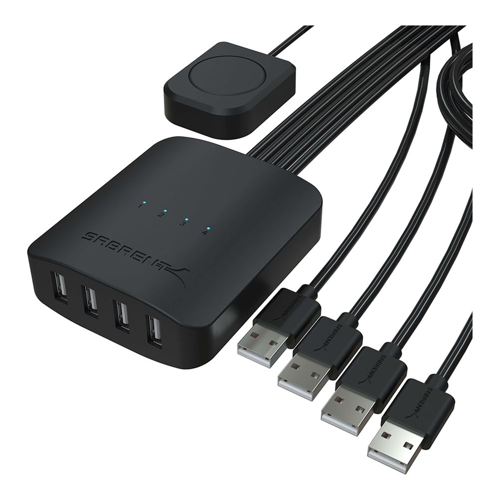 Sabrent USB 2.0 Sharing Switch up to 4 Computers and Peripherals LED Device Indicators - Micro ...