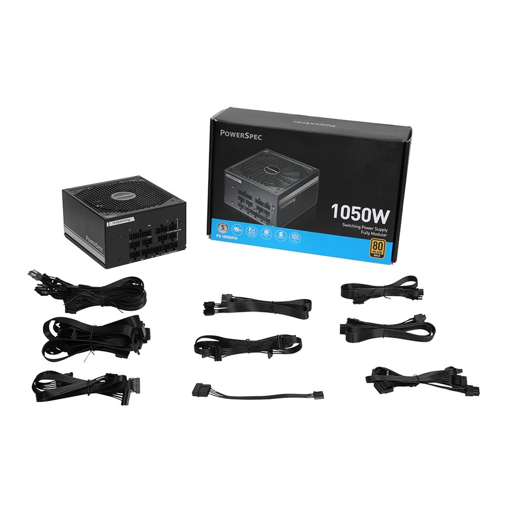 PowerSpec 1050 Watt 80 Plus Gold ATX Fully Modular Power Supply - Micro ...
