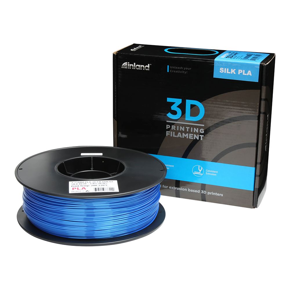 Inland 1.75mm Blue Silk PLA 3D Printer Filament - 1kg Spool (2.2 lbs ...
