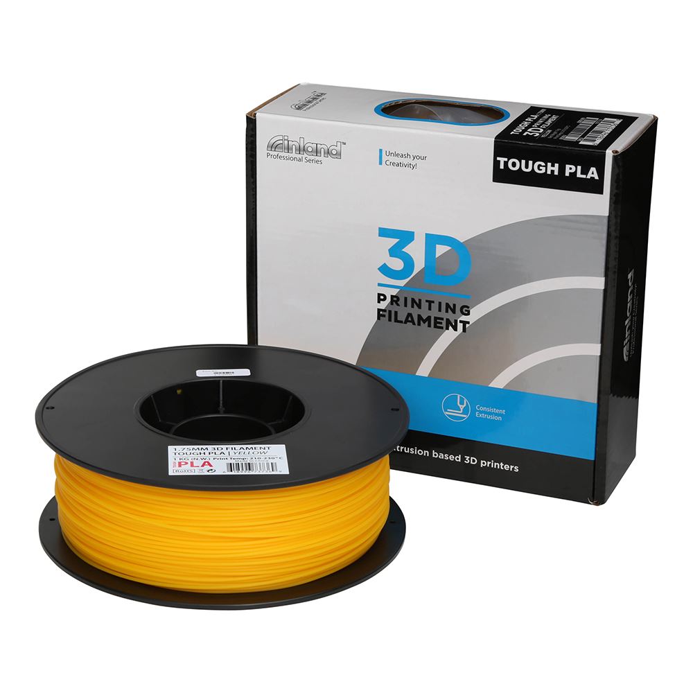 Inland 1.75mm Yellow Tough PLA 3D Printer Filament - 1kg Spool (2.2 lbs ...
