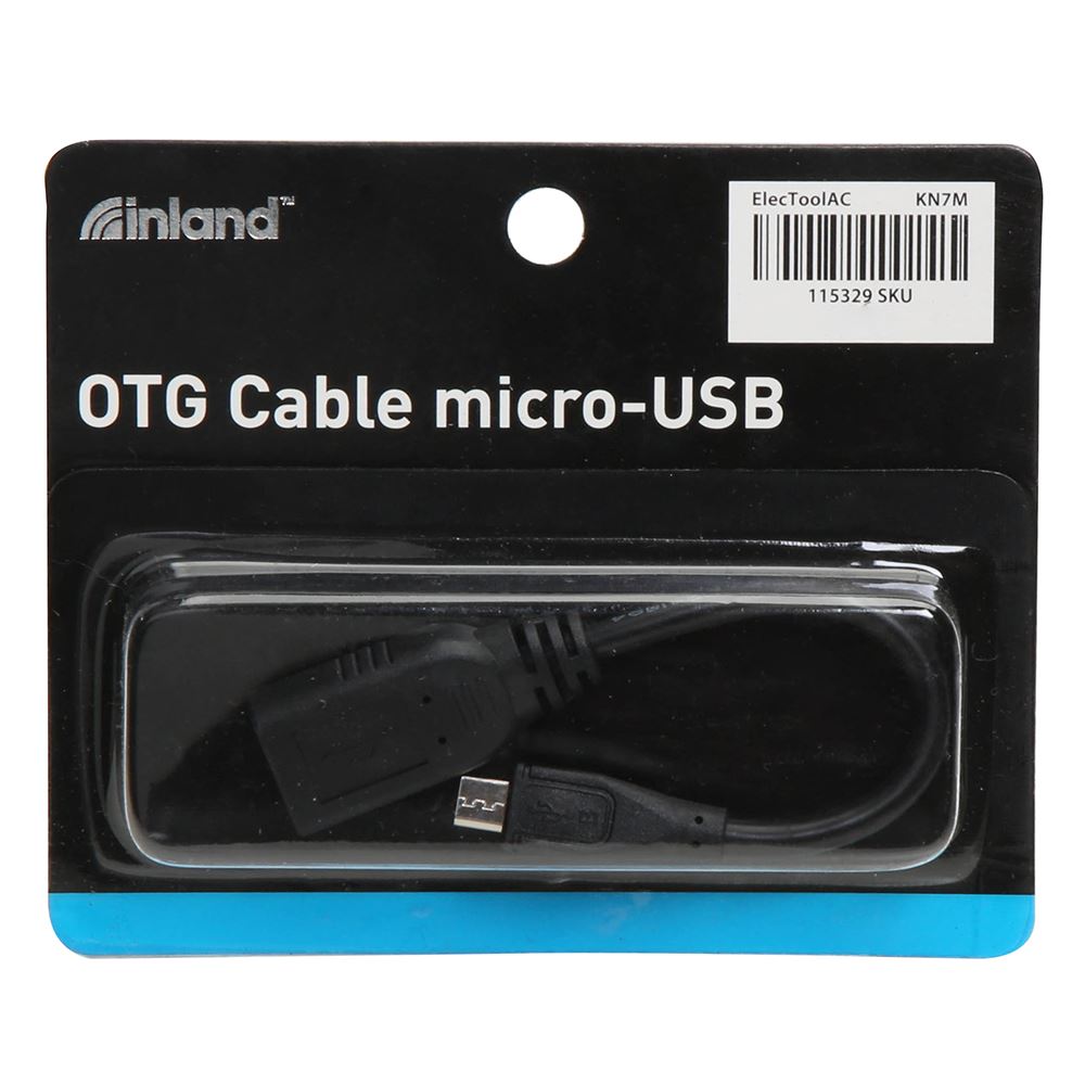 Inland Micro-USB (Type-B) Male to USB 2.0 (Type-A) Female Slim OTG ...