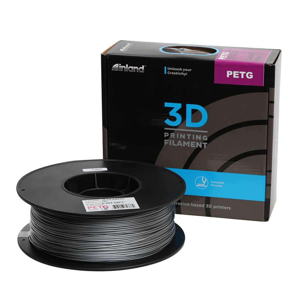 Inland 1.75mm Silver PETG 3D Printer Filament - 1kg Spool (2.2 lbs ...