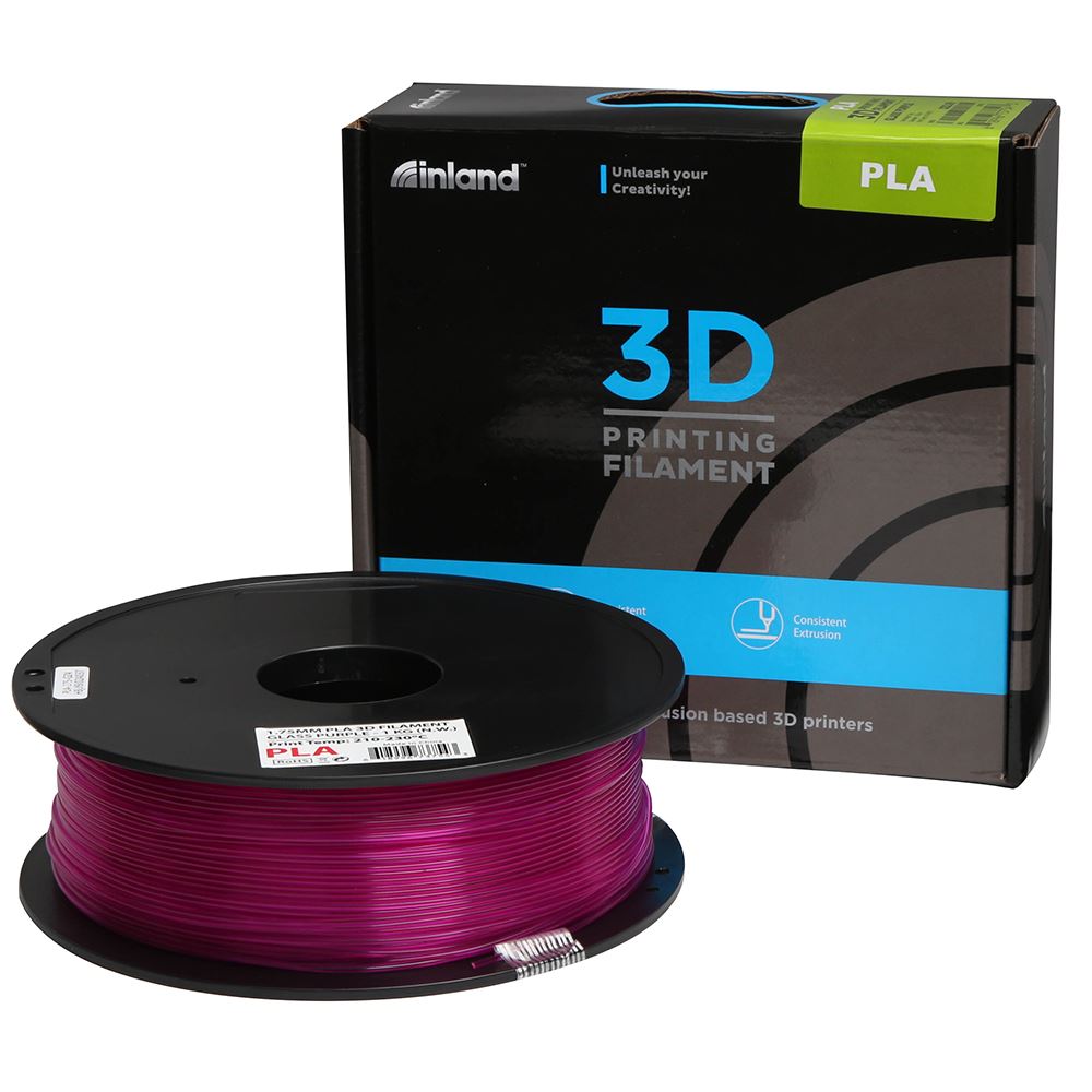 Inland 1.75mm PLA 3D Printer Filament 1.0 kg (2.2 lbs.) Spool - Glass ...