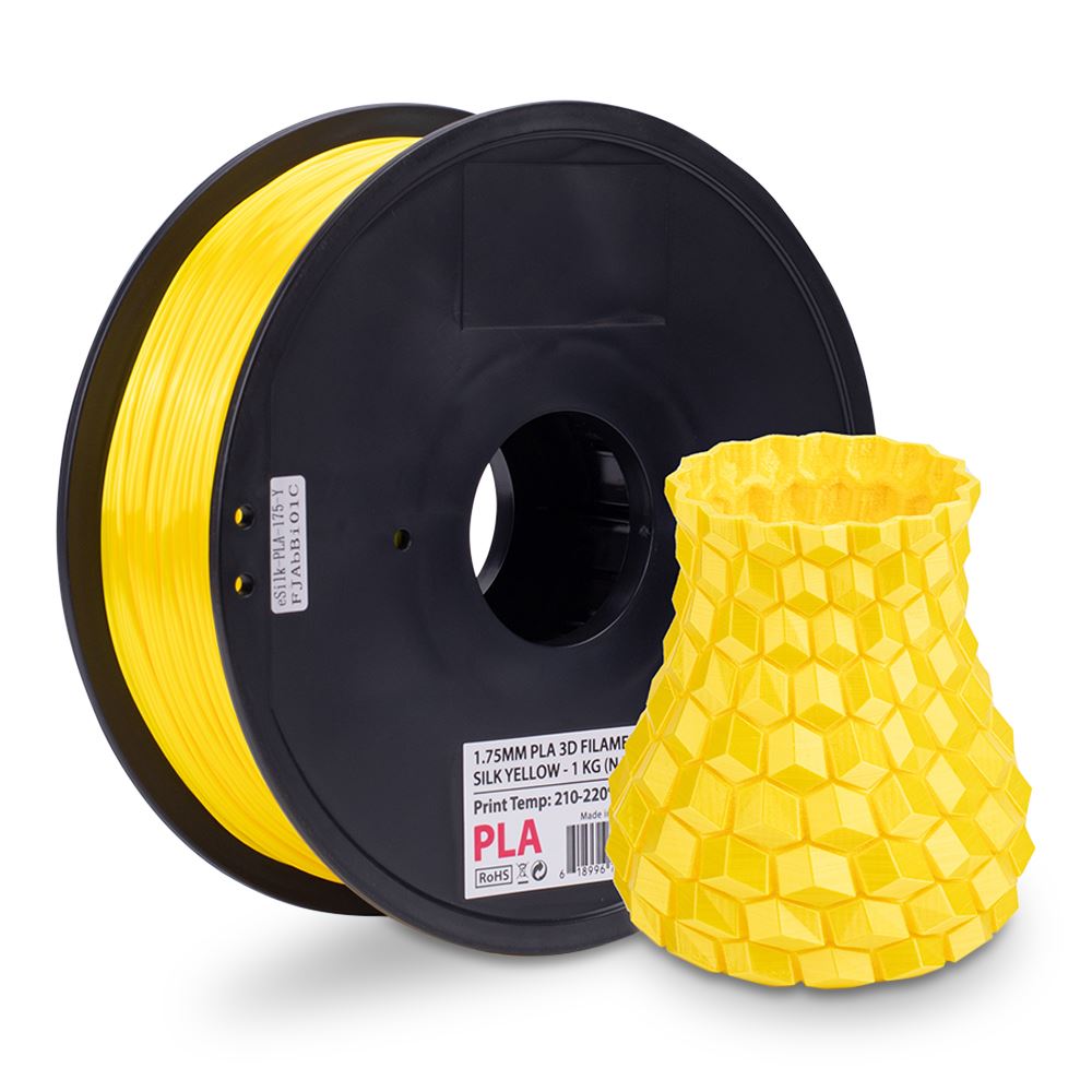 Inland 1.75mm Yellow Silk PLA 3D Printer Filament - 1kg Spool (2.2 lbs ...