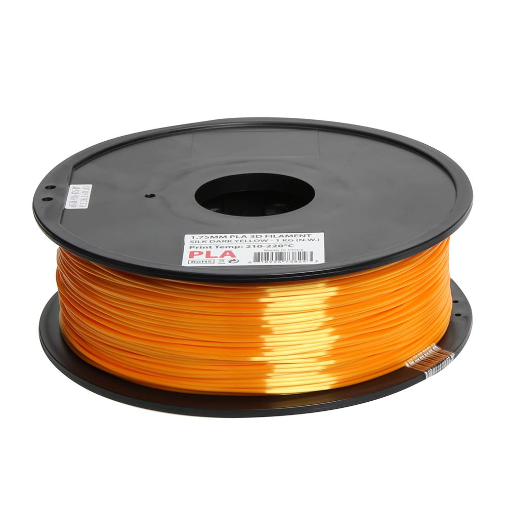 Inland 1.75mm Dark Yellow Silk PLA 3D Printer Filament - 1kg Spool (2.2 ...