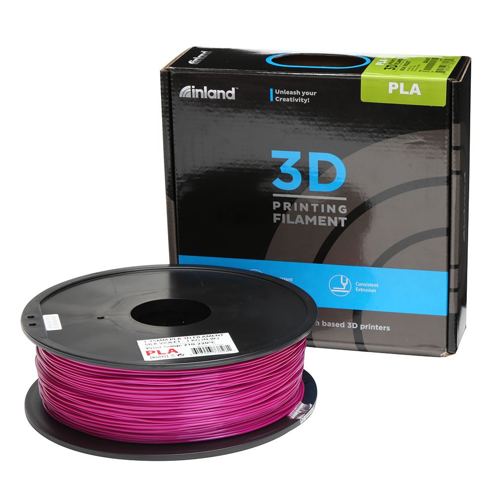 Inland 1.75mm Violet Silk PLA 3D Printer Filament - 1kg Spool (2.2 lbs ...
