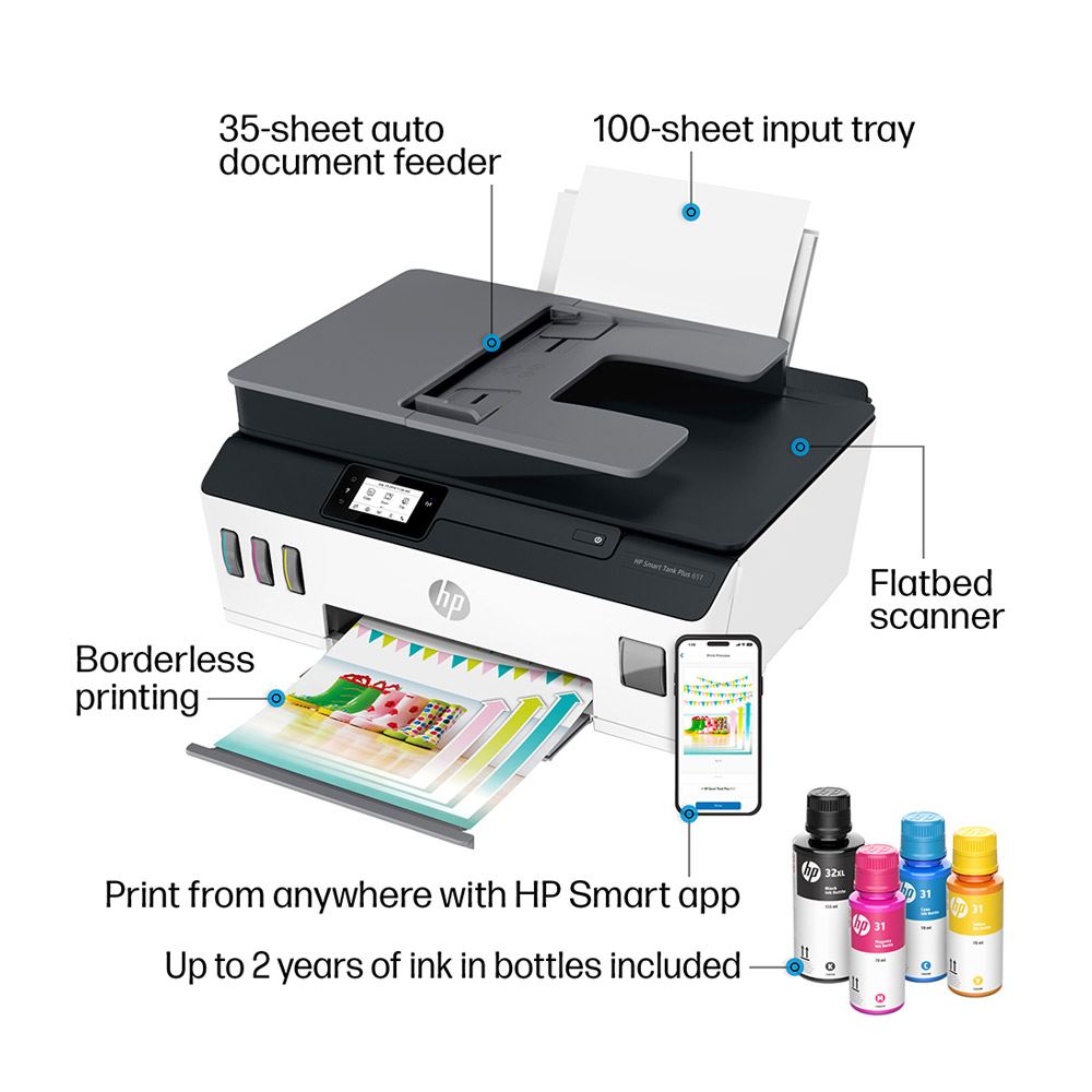 HP Smart Tank Plus 651 Wireless All-in-One Printer - Micro Center