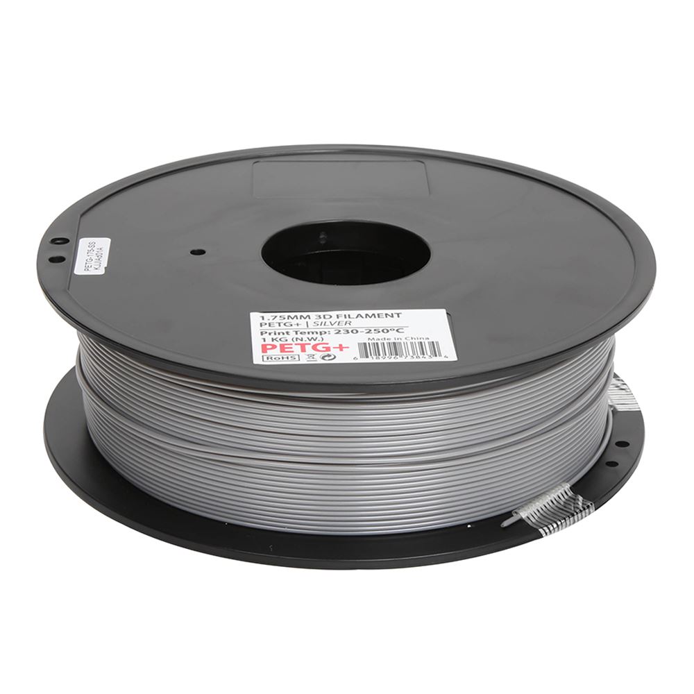 Inland 1.75mm PETG+ 3D Printer Filament - 1kg (2.2 lbs) Spool - Silver ...
