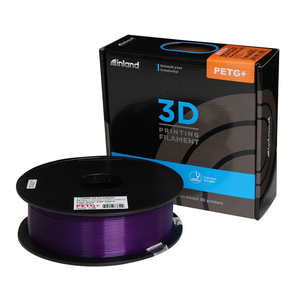 Inland 1.75mm PETG+ 3D Printer Filament - 1kg (2.2 lbs) Spool ...