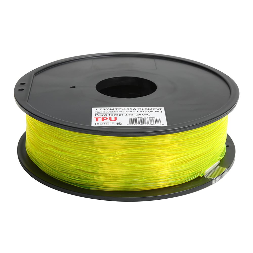 Inland 1.75mm Translucent Yellow TPU-95A 3D Printer Filament - 1kg ...