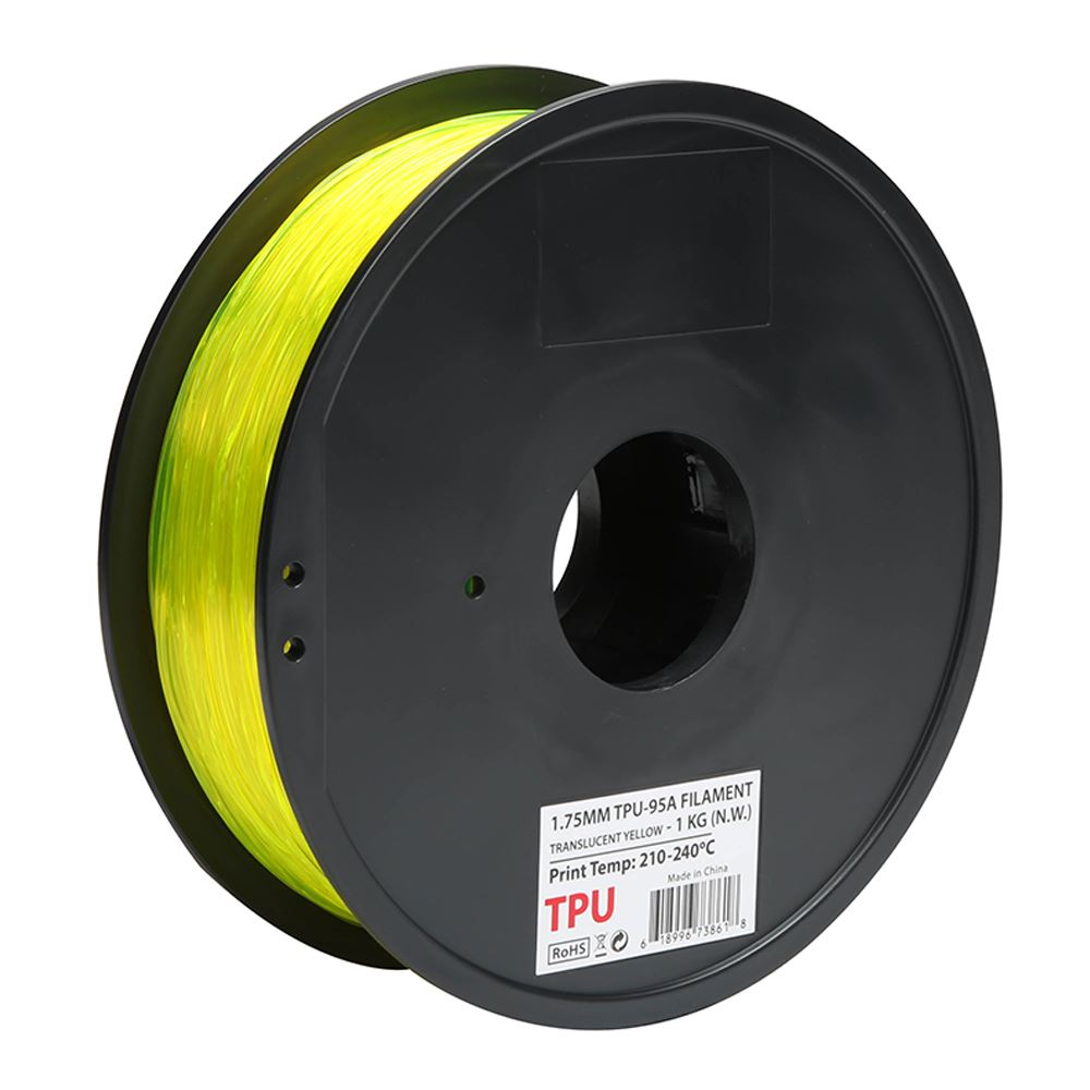Inland 1.75mm Translucent Yellow TPU-95A 3D Printer Filament - 1kg ...