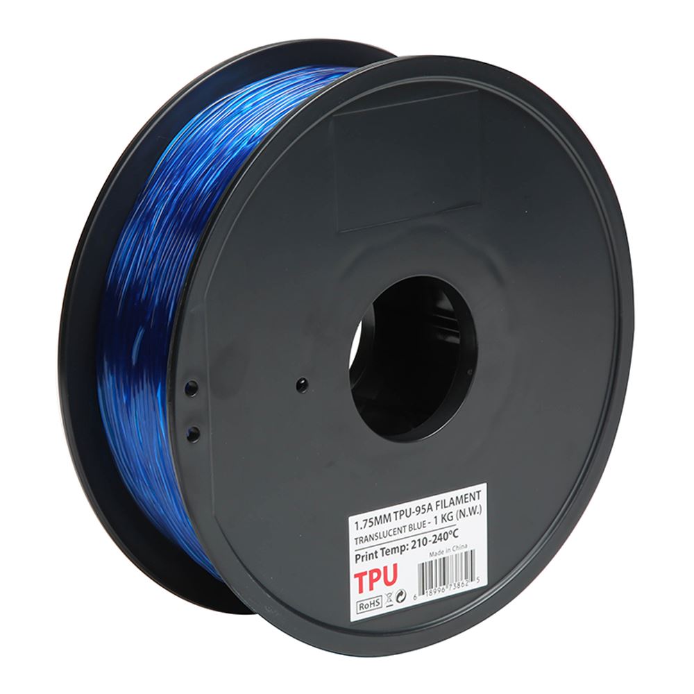Inland 1.75mm Translucent Blue TPU-95A 3D Printer Filament - 1kg Spool ...