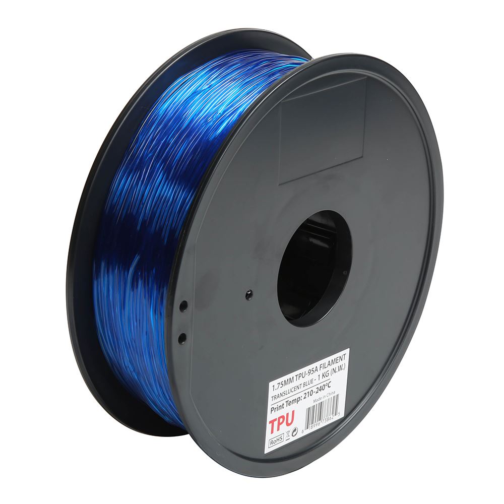 Inland 1.75mm Translucent Blue TPU-95A 3D Printer Filament - 1kg Spool ...
