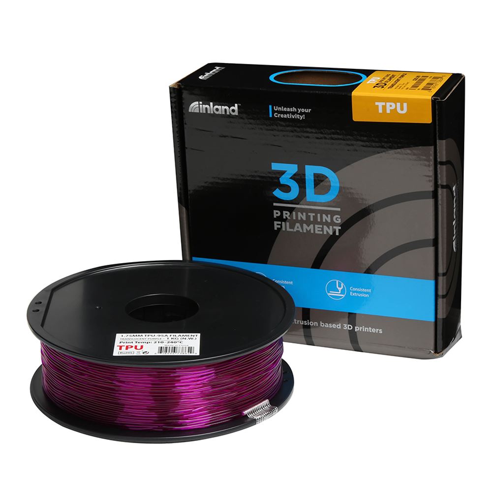 Inland 1.75mm Translucent Purple TPU-95A 3D Printer Filament - 1kg ...