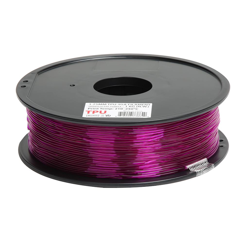 Inland 1.75mm Translucent Purple TPU-95A 3D Printer Filament - 1kg ...