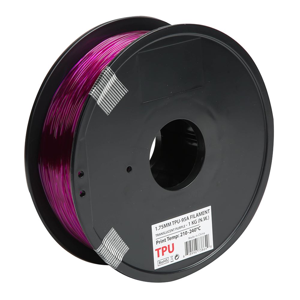 Inland 1.75mm Translucent Purple TPU-95A 3D Printer Filament - 1kg ...