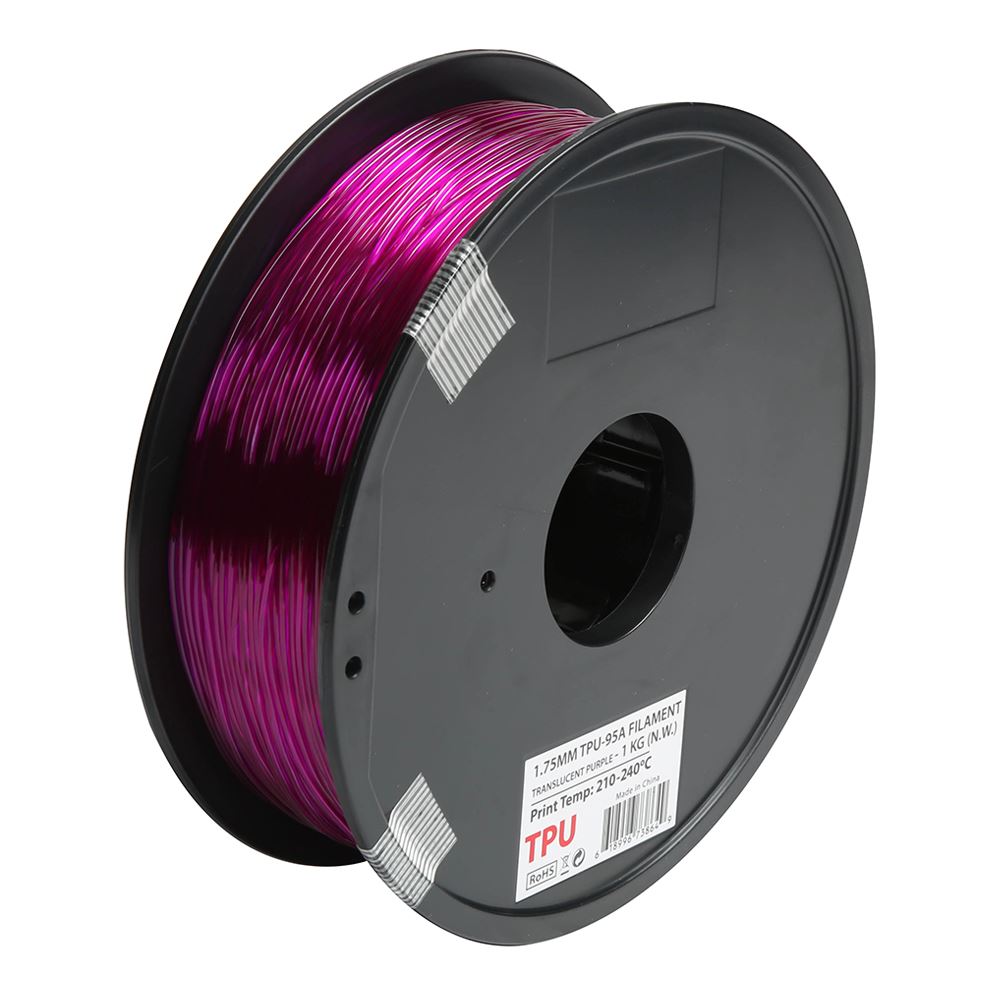 Inland 1.75mm Translucent Purple TPU-95A 3D Printer Filament - 1kg ...