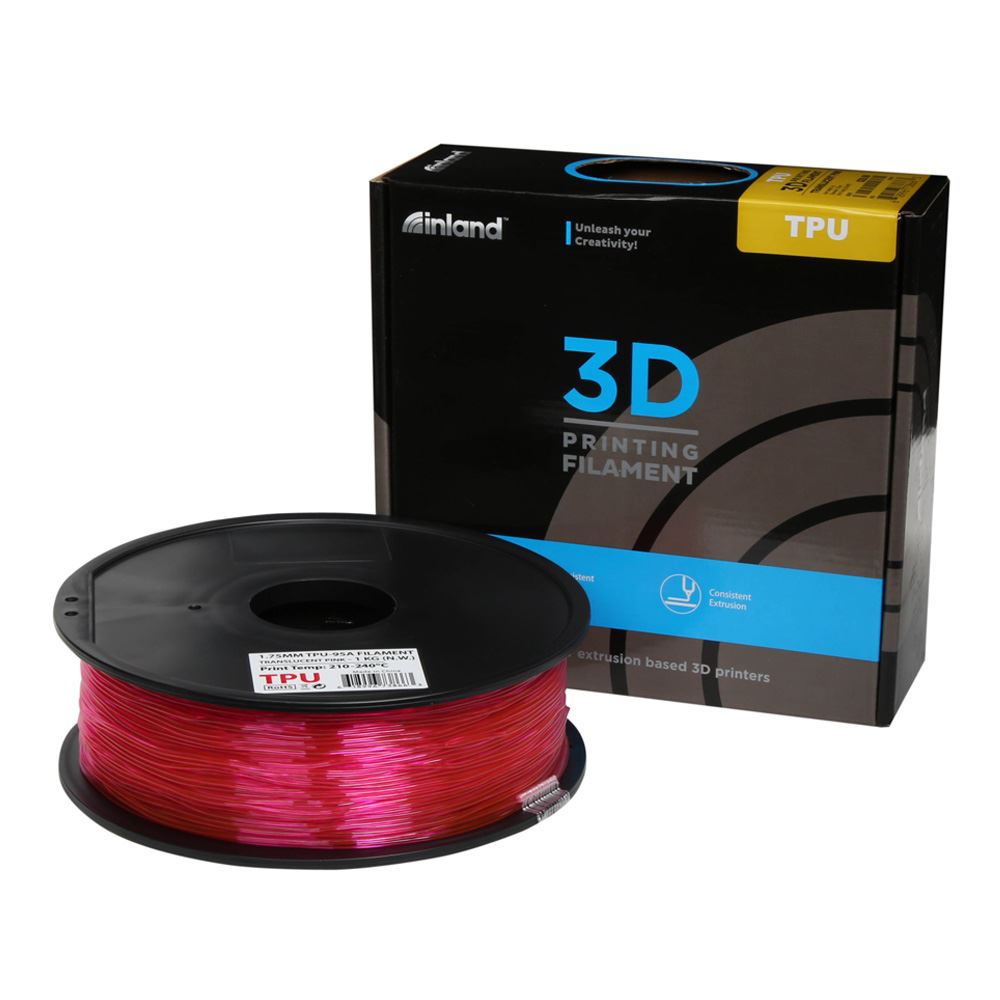Inland 1.75mm Translucent Pink TPU-95A 3D Printer Filament - 1kg Spool ...