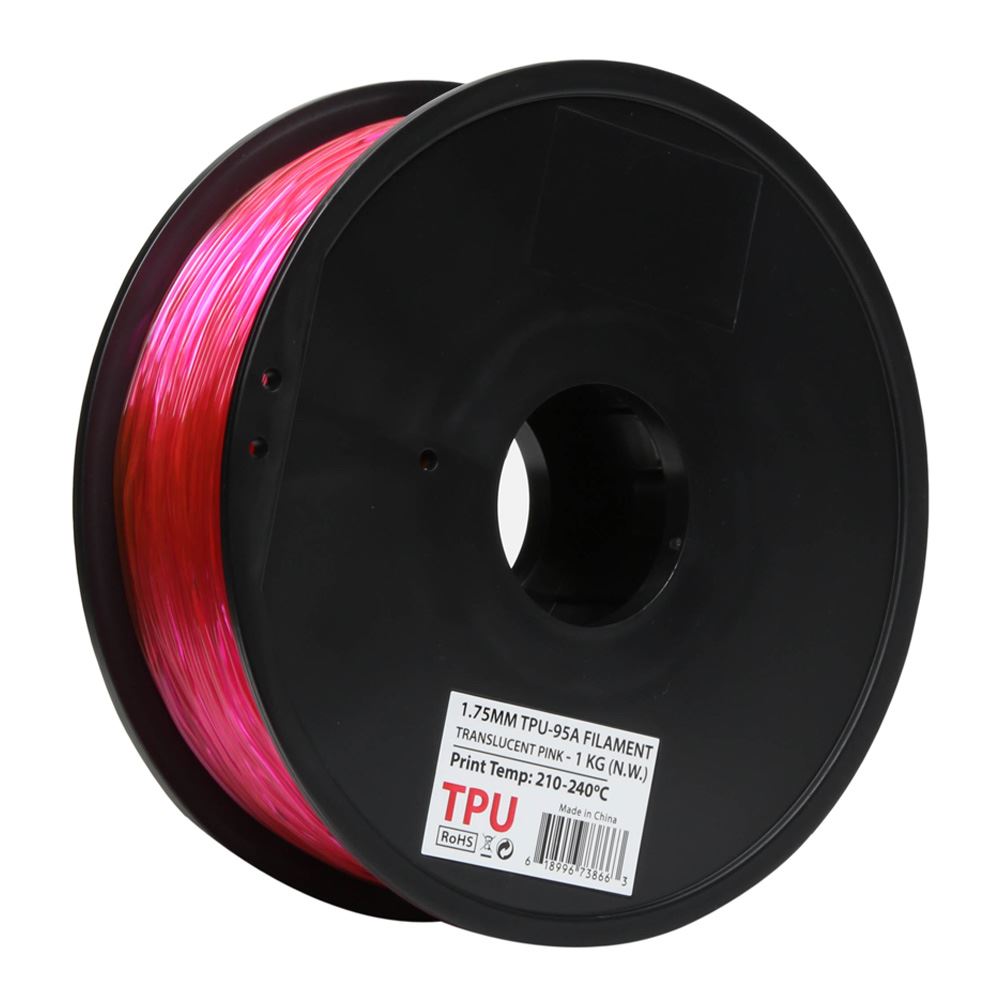 Inland 1.75mm Translucent Pink TPU-95A 3D Printer Filament - 1kg Spool ...