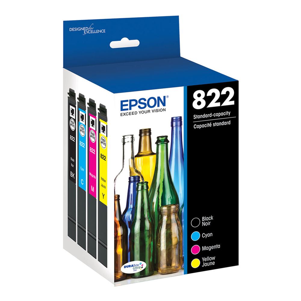 Epson T822, Color Standard-Capacity Ink Cartridges, C/M/Y/K 4-Pack ...