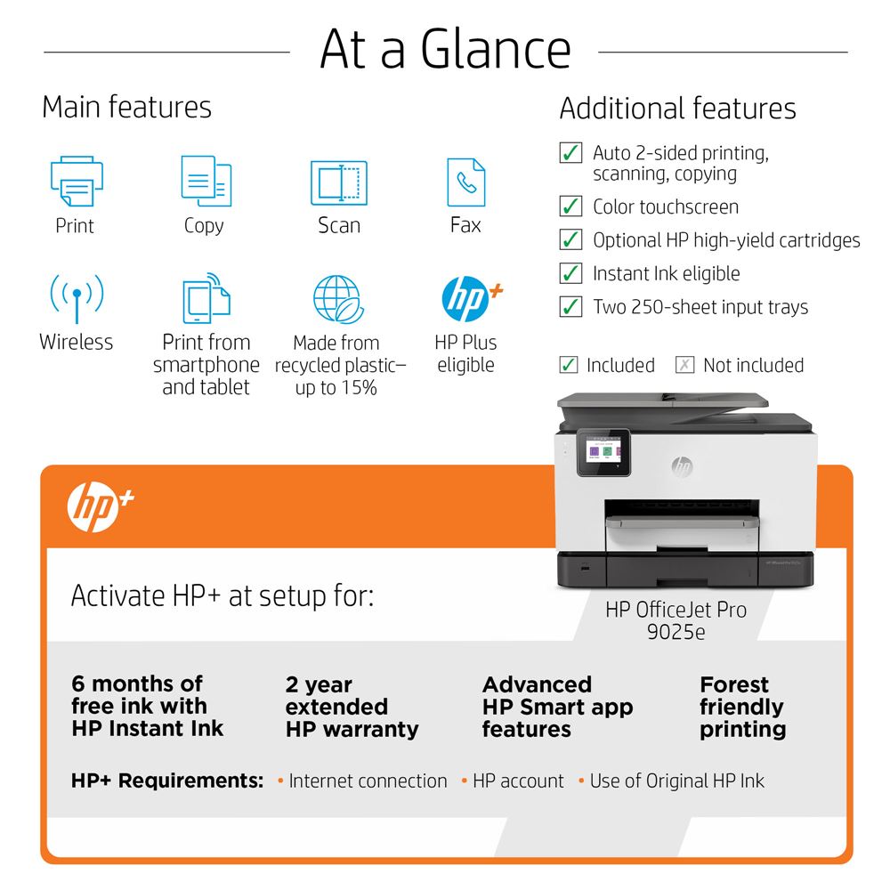 Micro Center - HP OfficeJet Pro 9025e All-in-One Wireless Color Printer ...