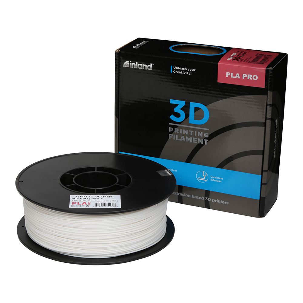 Inland 1.75mm PLA PRO 3D Printer Filament 1kg (2.2 lbs) Spool - White ...