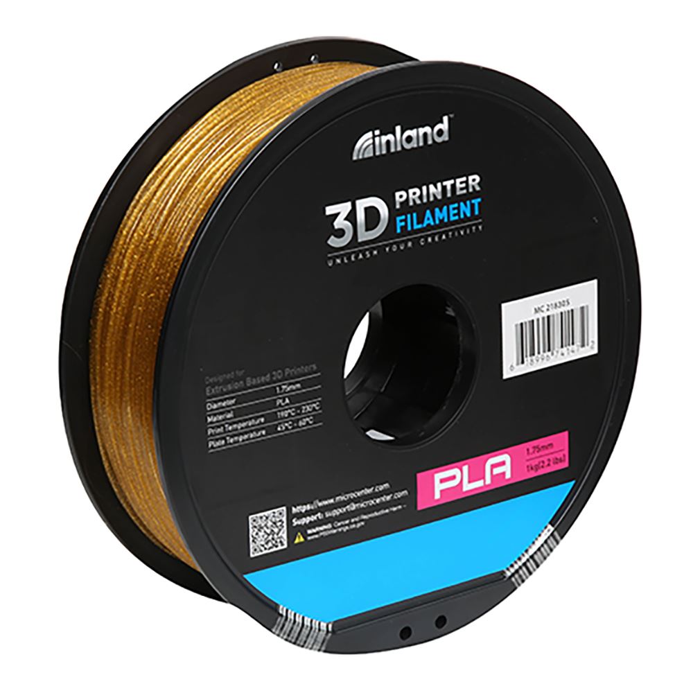 Inland 1.75mm Twinkling Gold PLA 3D Printer Filament - 1kg Spool (2.2 ...