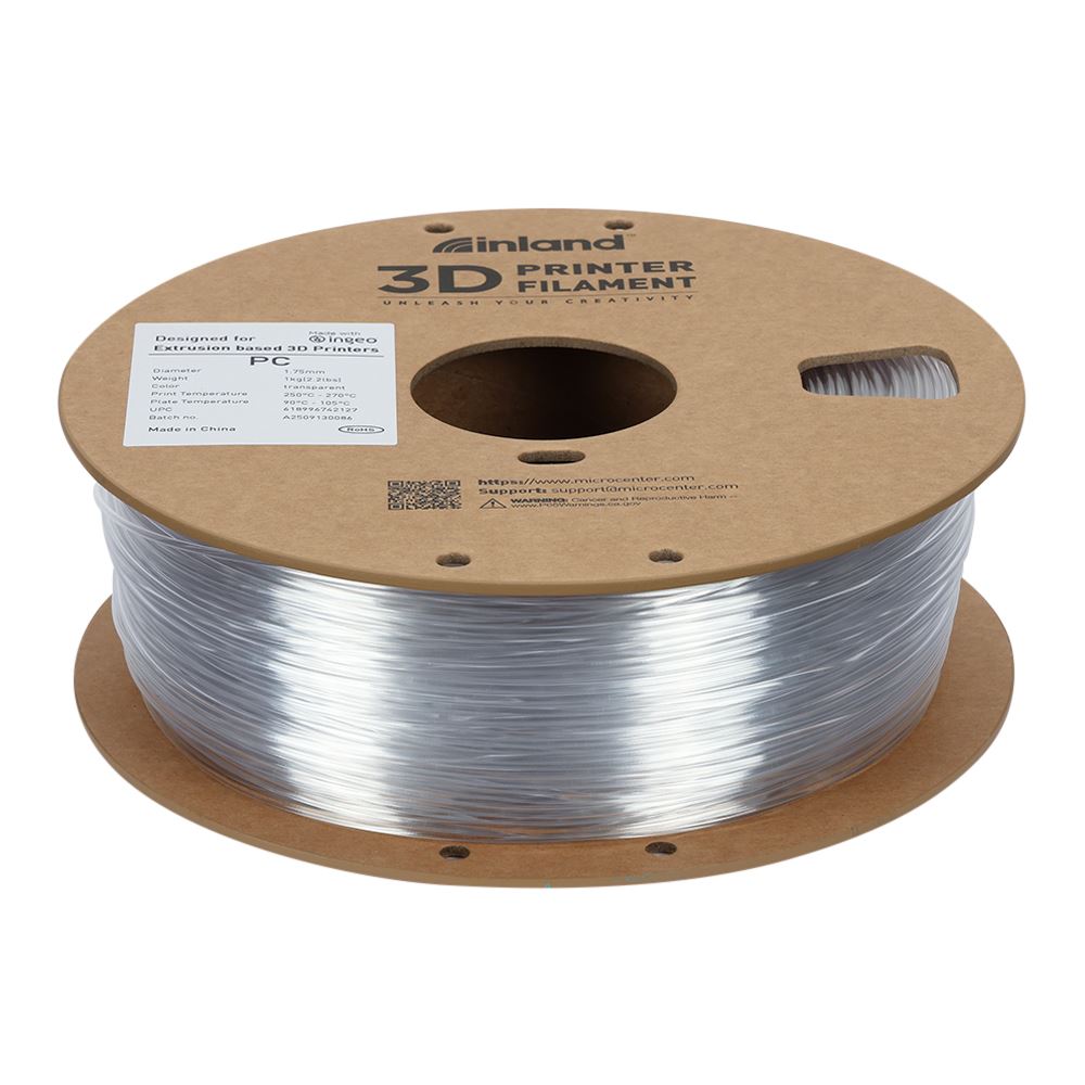 Inland 1.75mm PC 3D Printer Filament - 1kg (2.2 lbs) Spool ...