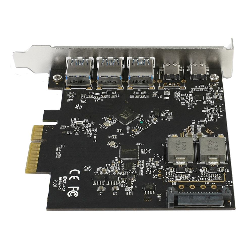Vantec 5-Port USB 3.2 Gen2x2 (20Gbps) with 2C and 3A PCIe Host Card ...