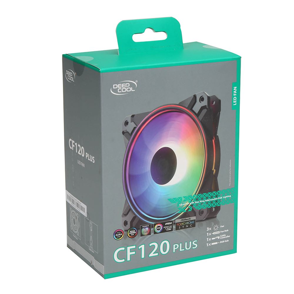 DeepCool CF120 PLUS 120mm Case Fan - Black 3 Pack - Micro Center