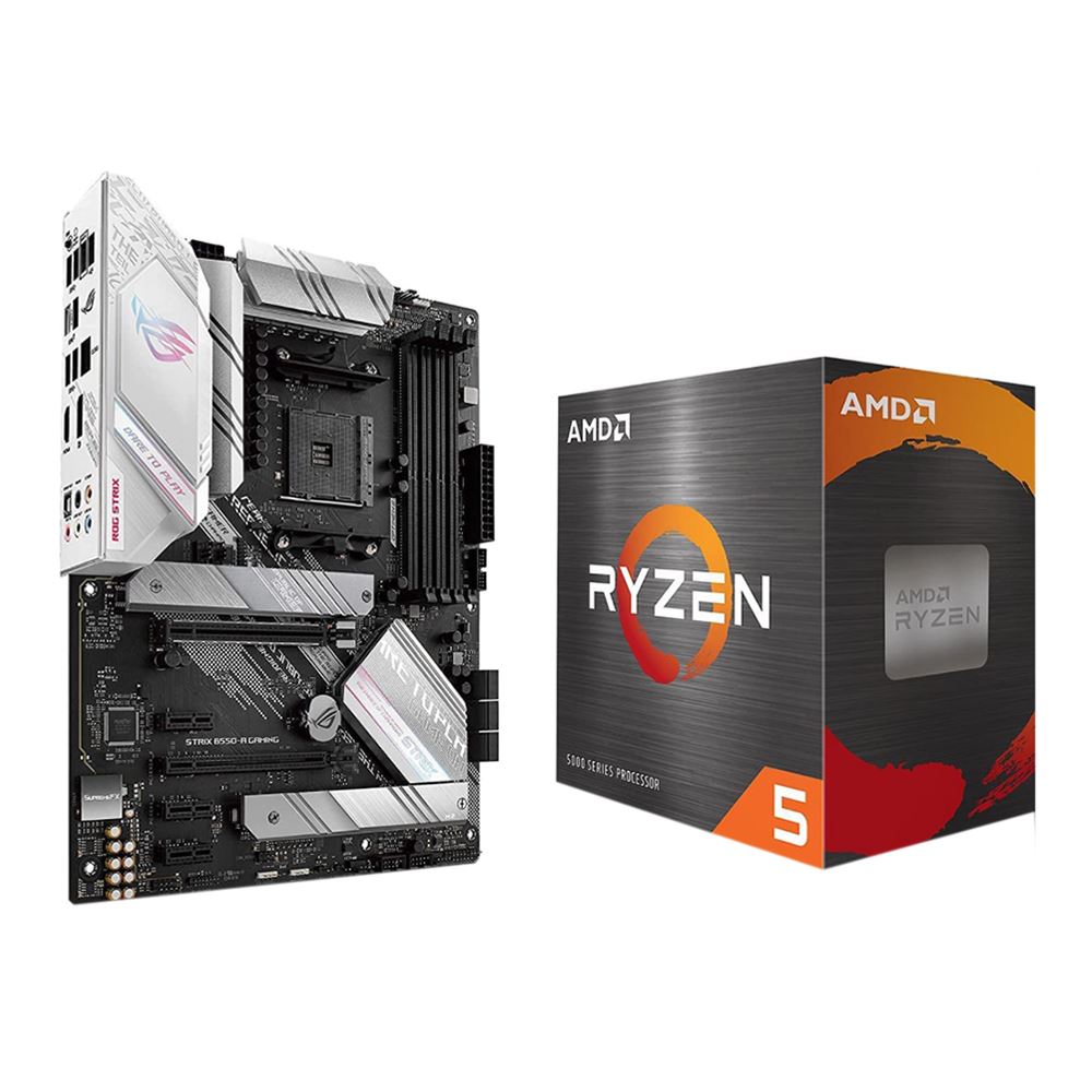 Micro Center - AMD Ryzen 5 5600X with Wraith Stealth Cooler, ASUS B550-A ROG Strix Gaming, CPU ...
