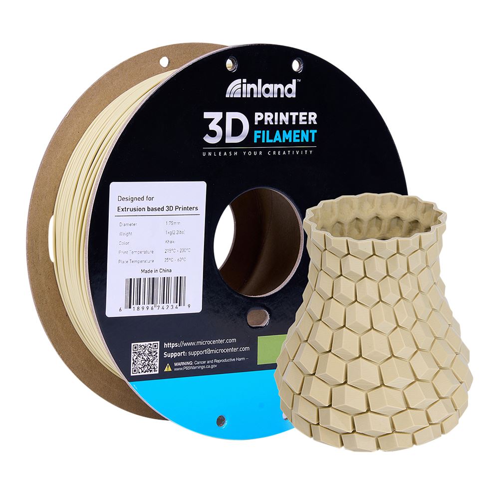 Inland 1.75mm PLA 3D Printer Filament 1kg (2.2 lbs) Cardboard Spool ...