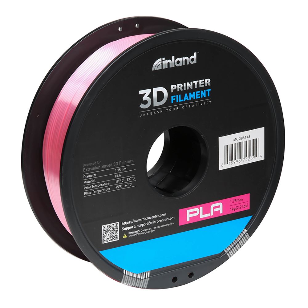 Inland 1.75mm Silk Pink PLA 3D Printer Filament - 1kg Spool (2.2 lbs ...