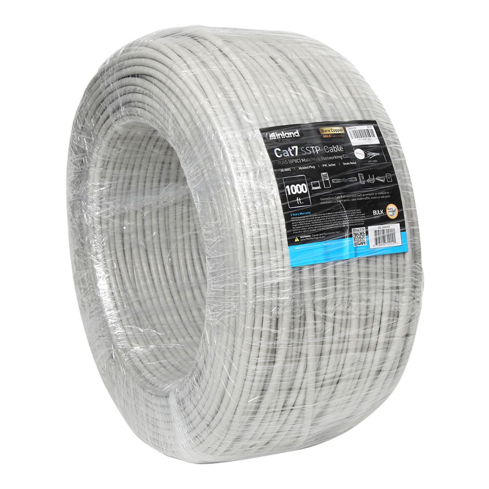 Inland 1000 Ft. CAT 7 Bare Copper stranded SSTP, Bulk Ethernet Cable ...
