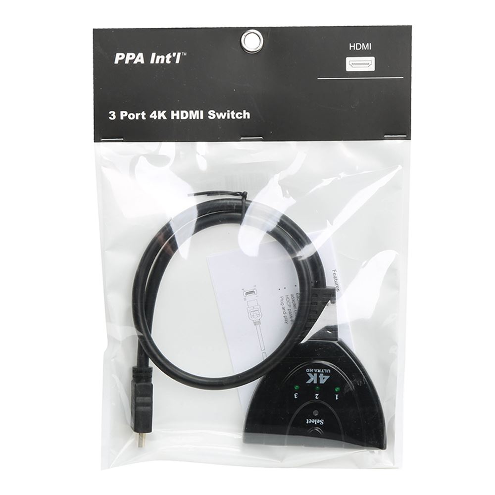 PPA 3 Port HDMI 4K Switch w/ Built-in Cable - Micro Center