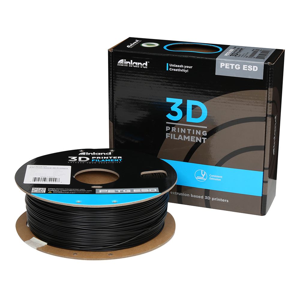 Inland 1.75mm PETG-ESD 3D Printer Filament 1kg (2.2 lbs) Cardboard ...